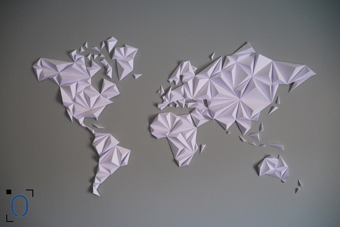 Kit Papercraft World Map 3D White S/M/L Size Wall - Etsy