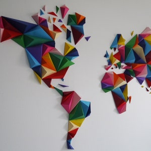 Kit papercraft World map 3D Multicolor S/M/L/XL size wall | Etsy
