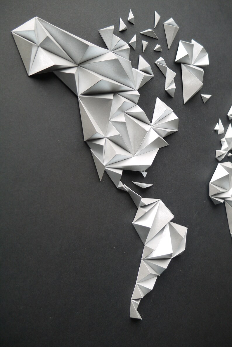 Kit Papercraft World Map 3D Gold/silver S/M/L Size Wall - Etsy