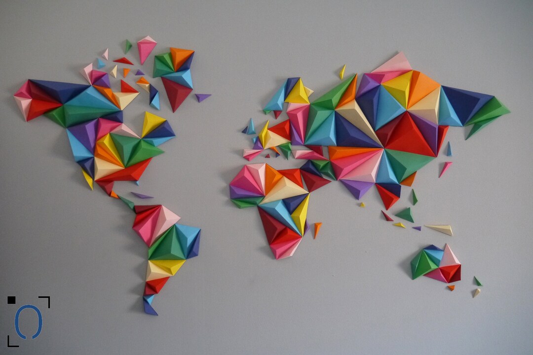 Kit Papercraft World Map 3D Multicolor S/M/L/XL Size Wall - Etsy Canada