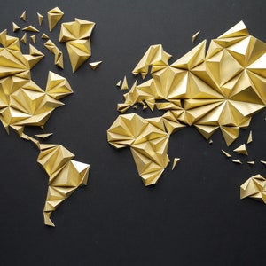 Kit Papercraft World Map 3D Gold/silver S/M/L Size Wall - Etsy