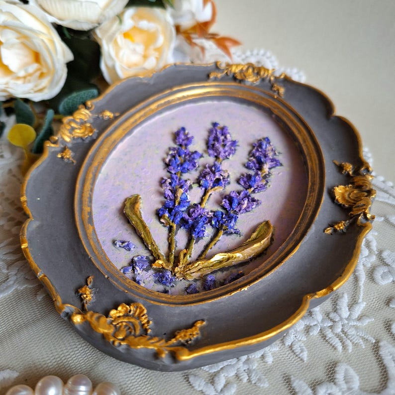 3D Lavender Relief Art – Vintage Oval Frame, Cottagecore Decor - Etsy UK