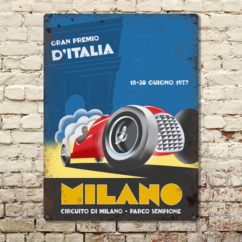 Milano, Classic Racing Car Sign, Art Deco, Ferrari - Etsy