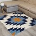 Neutral Beige Aztec Rug With White Pattern 5x7, Large Wool Area Rug ...