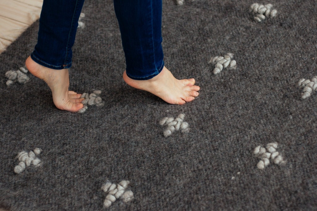 Dark Gray Wool Area Rug 6х7 Large Gray Scandinavian Carpet - Etsy