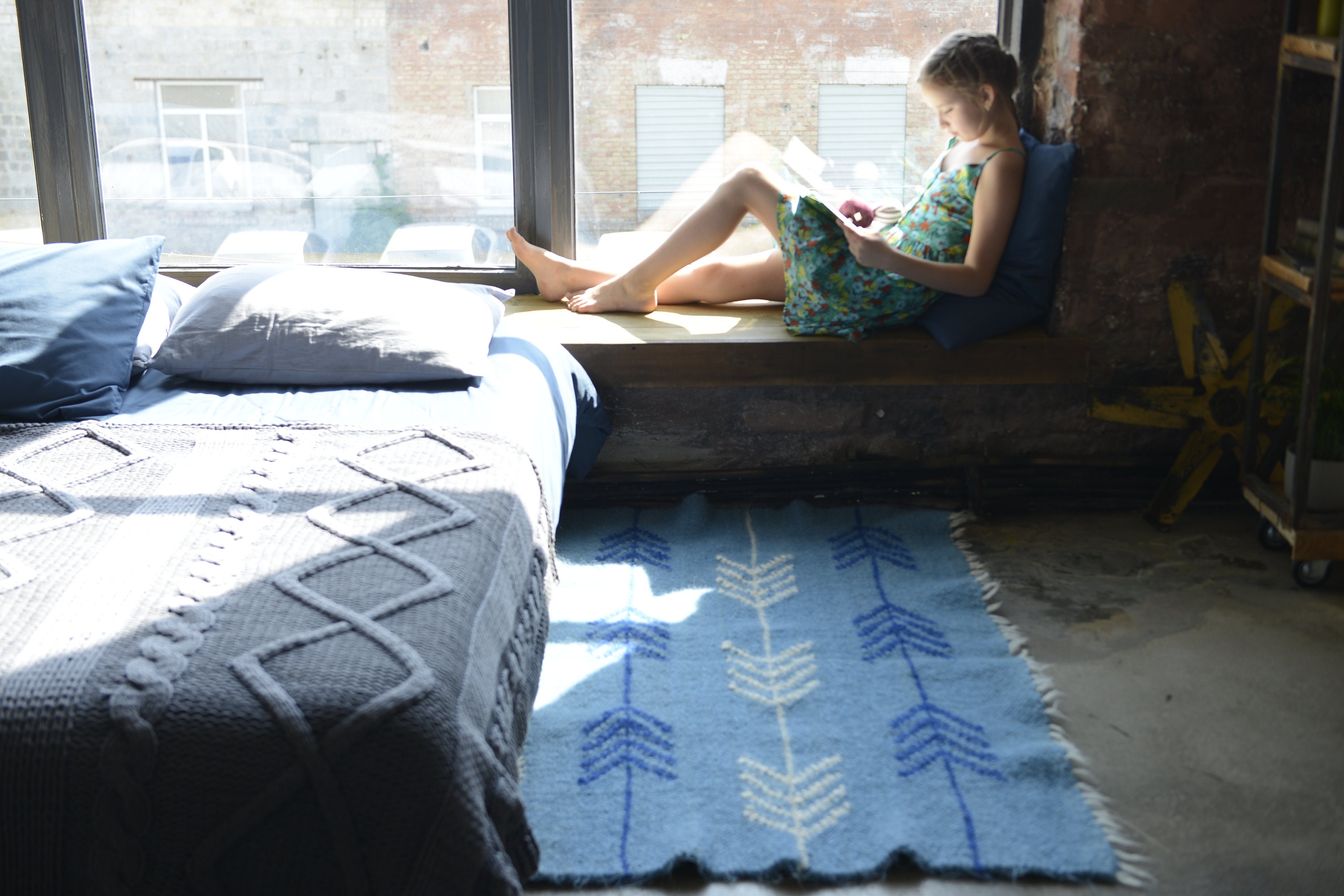 Small Blue Rug With Arrows 32 х 60 Blue Wool Mat - Etsy