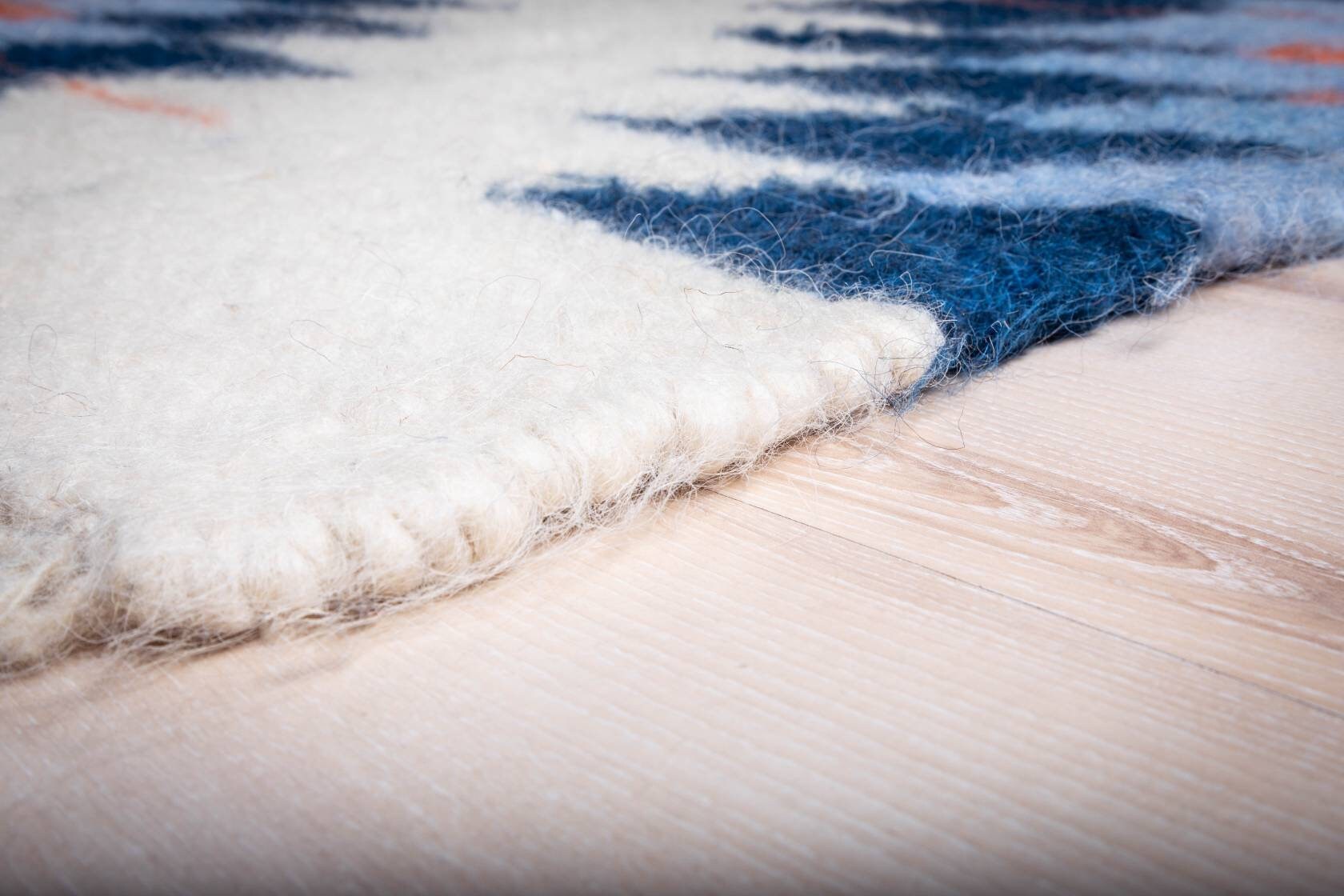 White Navy Blue Aztec Area Rug 92х56, Indigo Blue Boho Rug With Orange ...