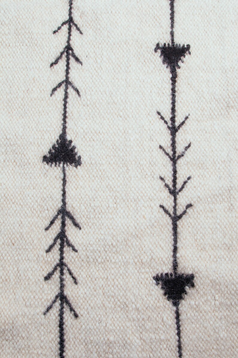 White and Black Aztec Wool Area Rug 6х7 Large White Aztec - Etsy