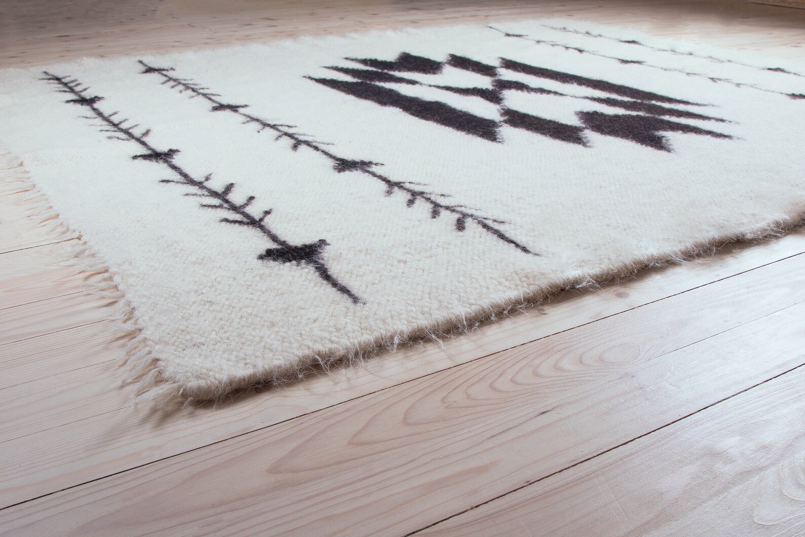 White and Black Aztec Wool Area Rug 6х7, Large White Aztec Rug, White ...