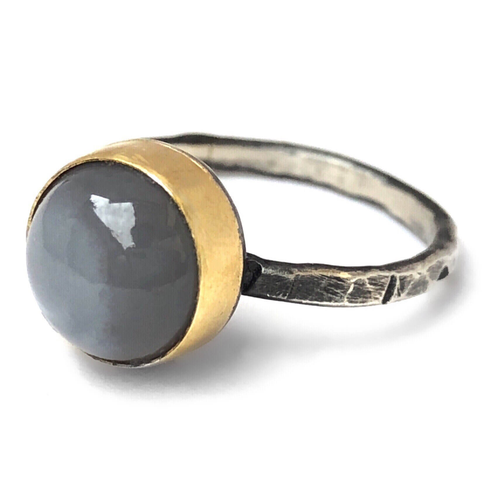 Large Gemstone Ring Mixed Metal Ring Mother Birthstone Ring | Etsy