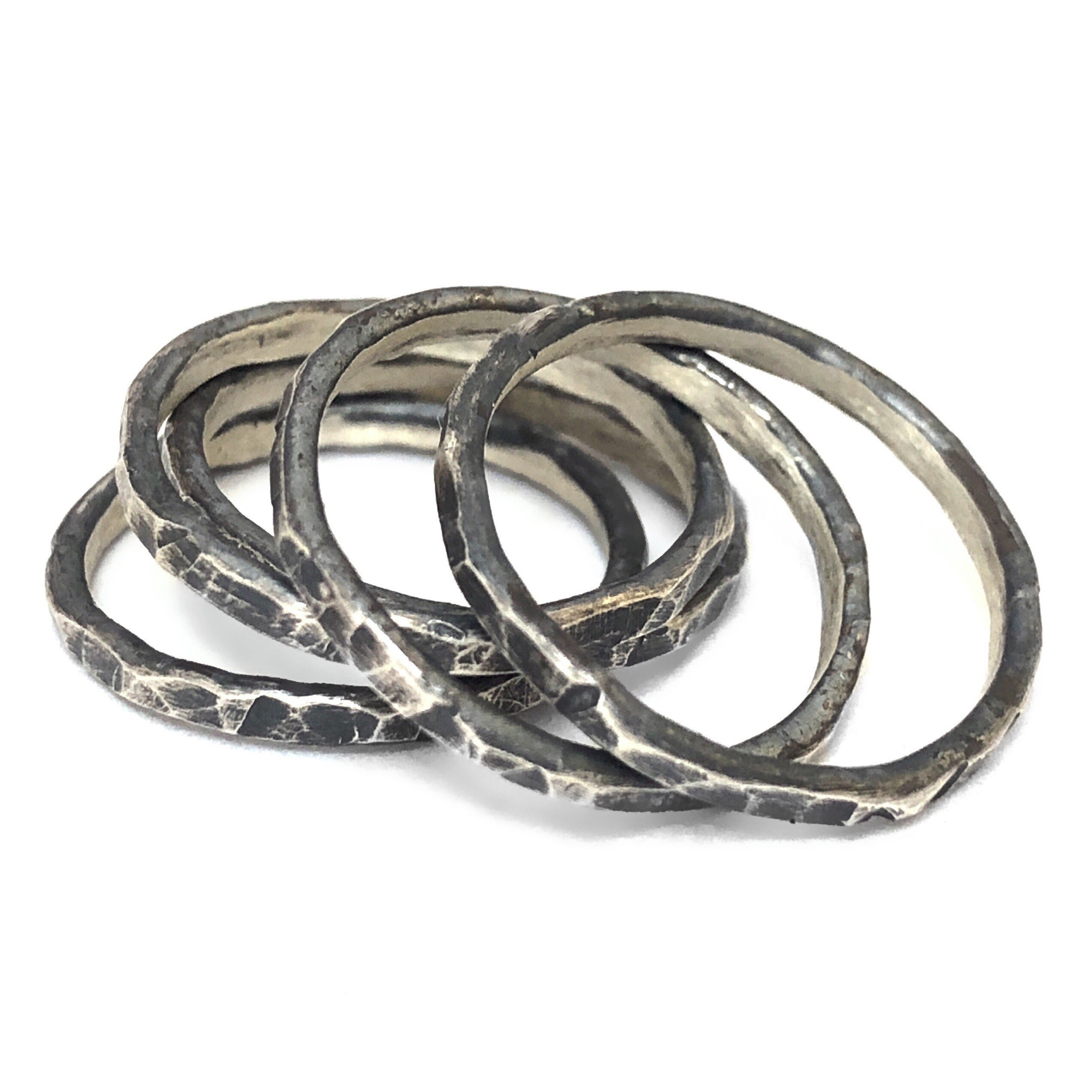 Thin Stacking Rings Boho Ring Set Contemporary Silver Ring - Etsy