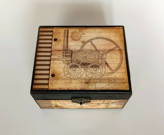 Small Industrial Style Box Wooden Retro Decorative Box | Etsy