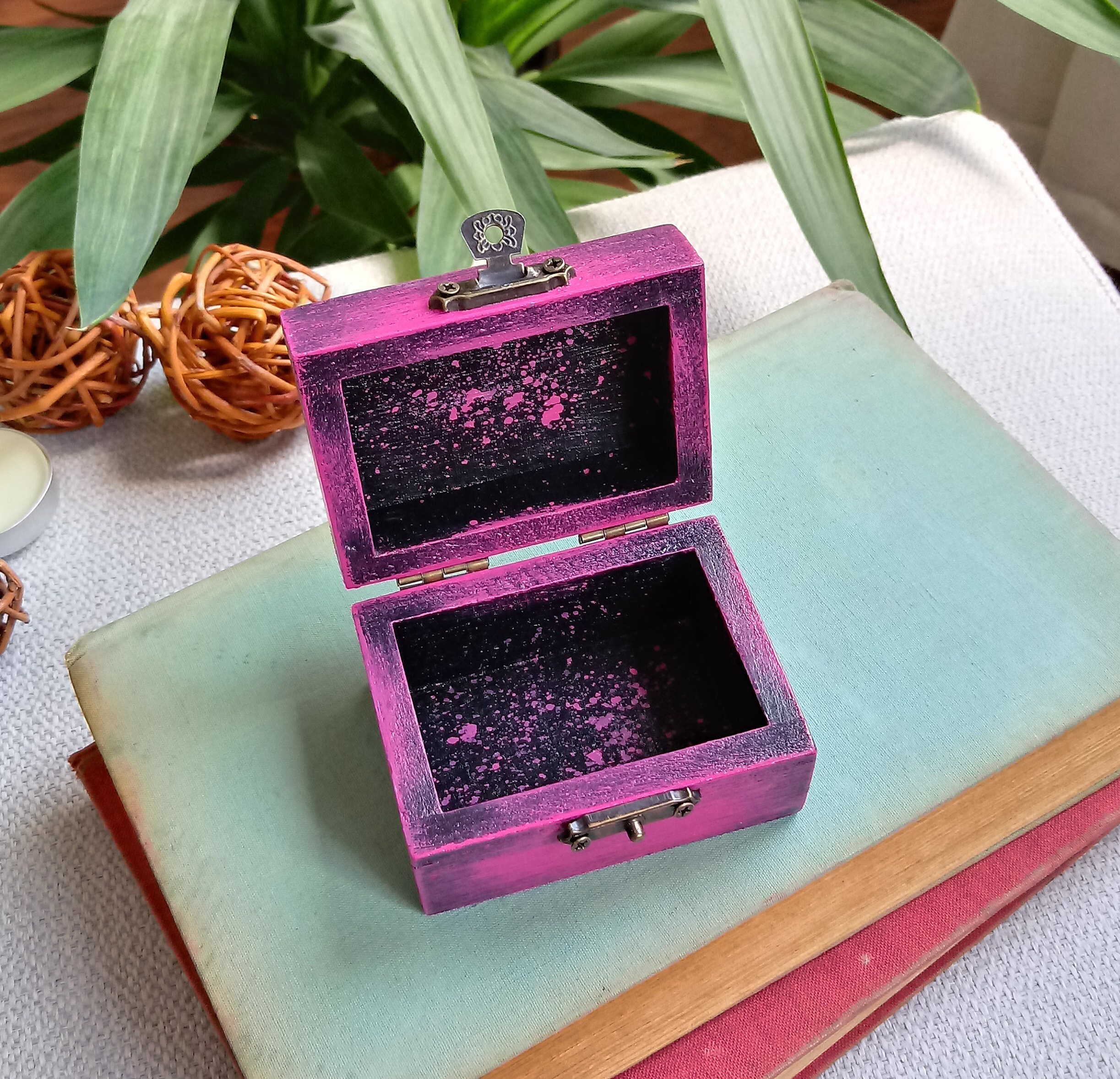 Small Pink Wooden Decorative Box for the Ring Perfect Box for - Etsy