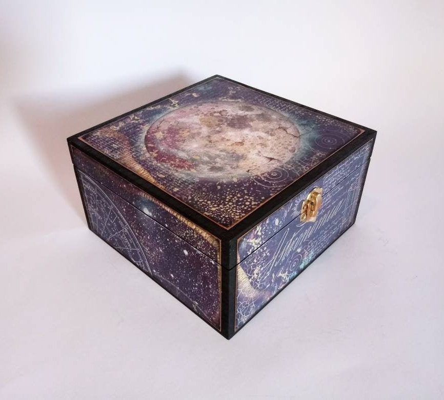 Moon Box Cosmos Box Wooden Decorative Box Mystical Box - Etsy