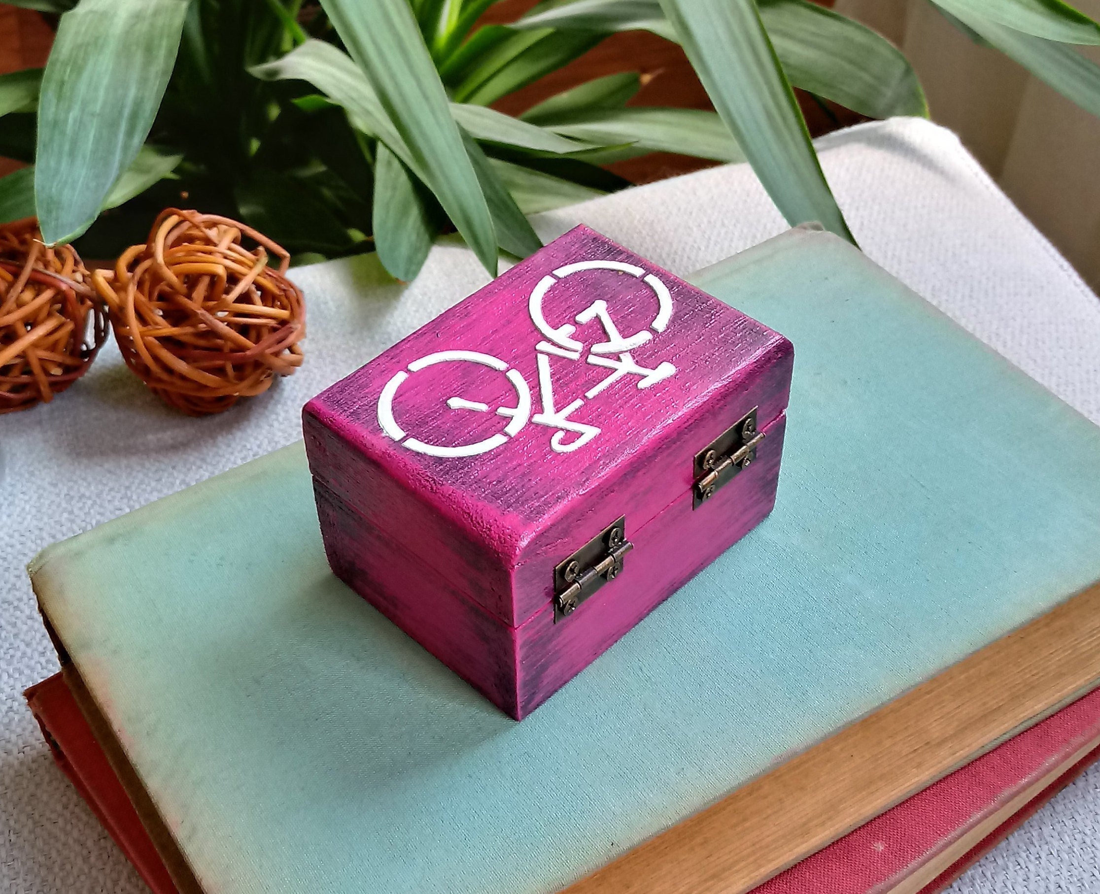 Small Pink Wooden Decorative Box for the Ring Perfect Box for - Etsy
