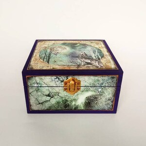 Wolf Magic Storage Box, Moon Box, Cosmos Box, Wooden Decorative Galaxy ...