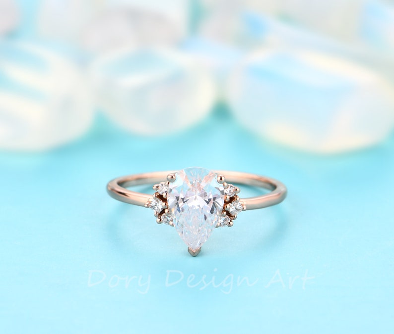 9x6mm Pear Cut Moissanite Ring Water Drop Shape Ring Rose Etsy