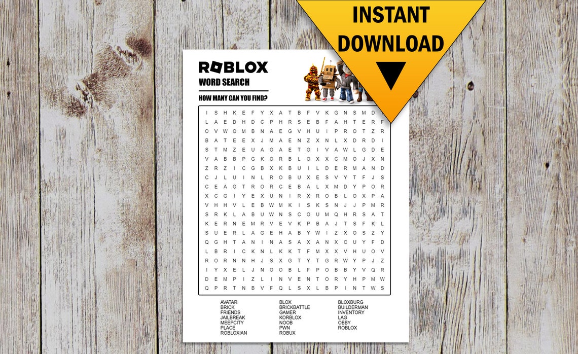 Printable Roblox Word Search includes Answer Sheet - Etsy