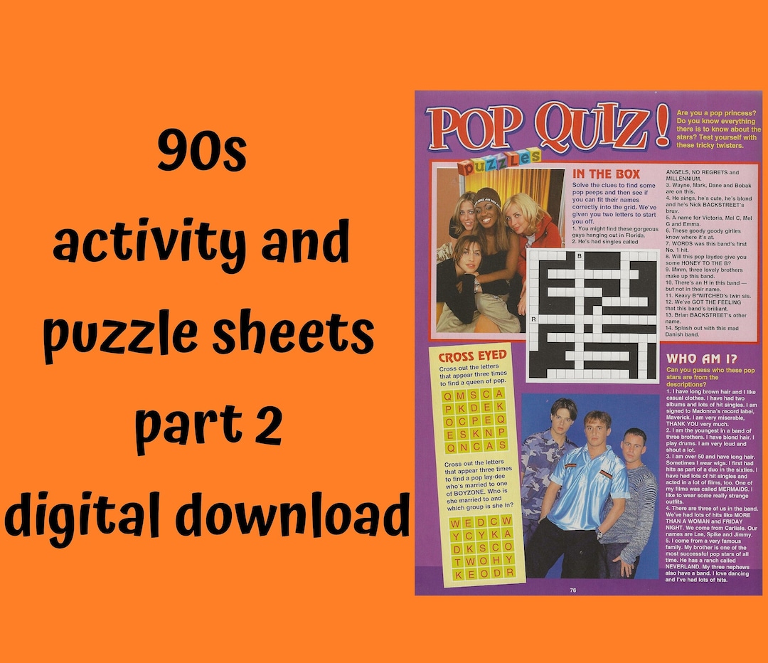 90s Activity Sheets Digital Download | Huge Bundle to Print at Home ...
