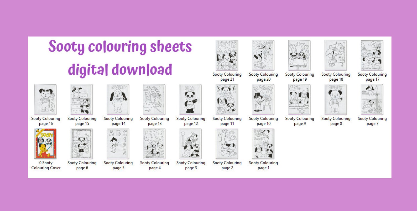Sooty Colouring Pages Digital Printable Files (vintage 1989) 80s 90s ...