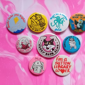 Vintage Book Badges Library Retro 80s 90s Reading - Etsy