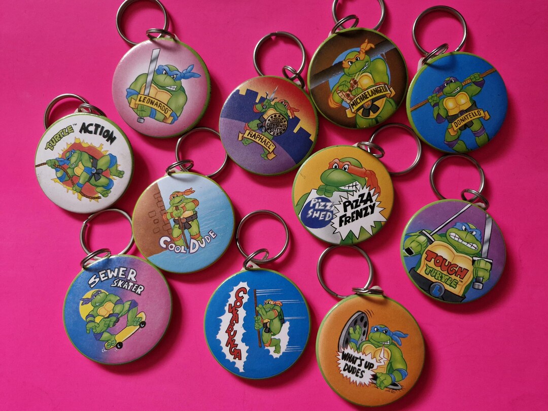 TMNT Vintage 90s Keyrings 90s 80s Retro Keychains Teenage Mutant Hero ...