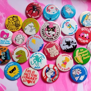 Vintage Book Badges Library Retro 80s 90s Reading - Etsy