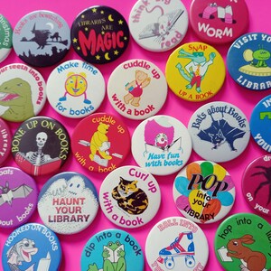 Vintage Book Badges Library Retro 80s 90s Reading - Etsy