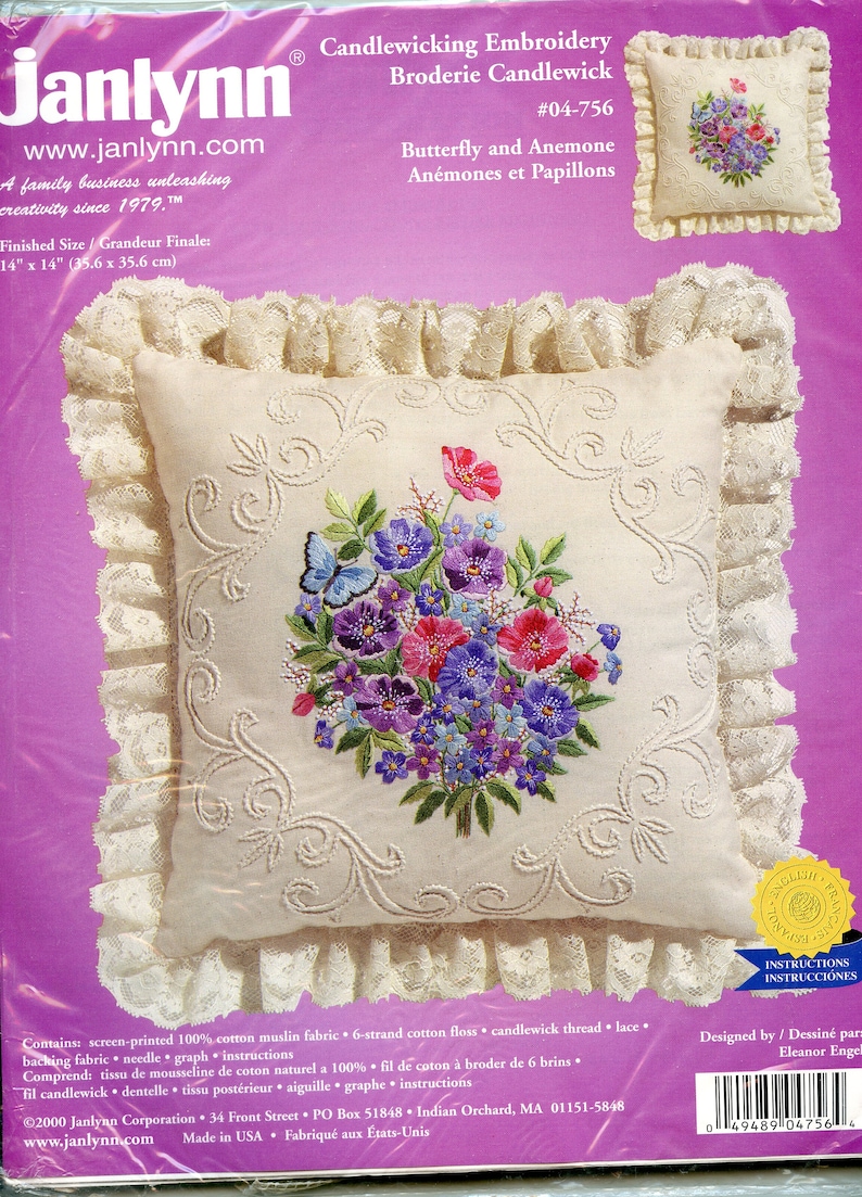 Janlynn Candlewicking Embroidery Butterfly and Anemone - Etsy