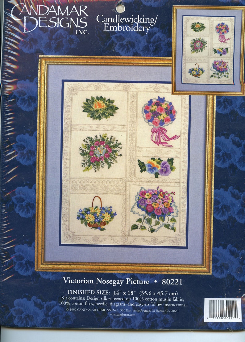 Candamar Designs Candlewicking Embroidery Victorian Nosegay Picture - Etsy