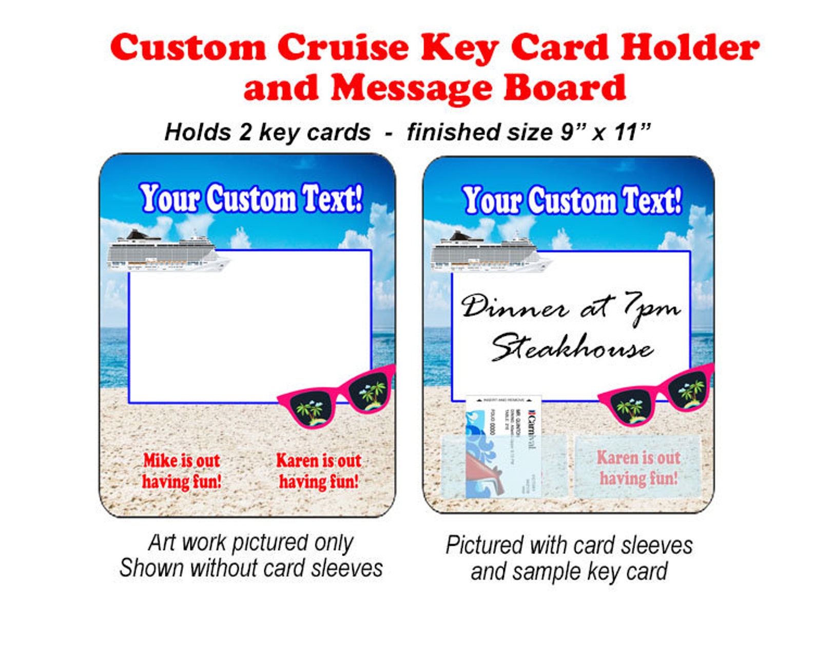 Cruise Ship Key Card Holder and Message Board Magnet. Custom Magnet 9 ...