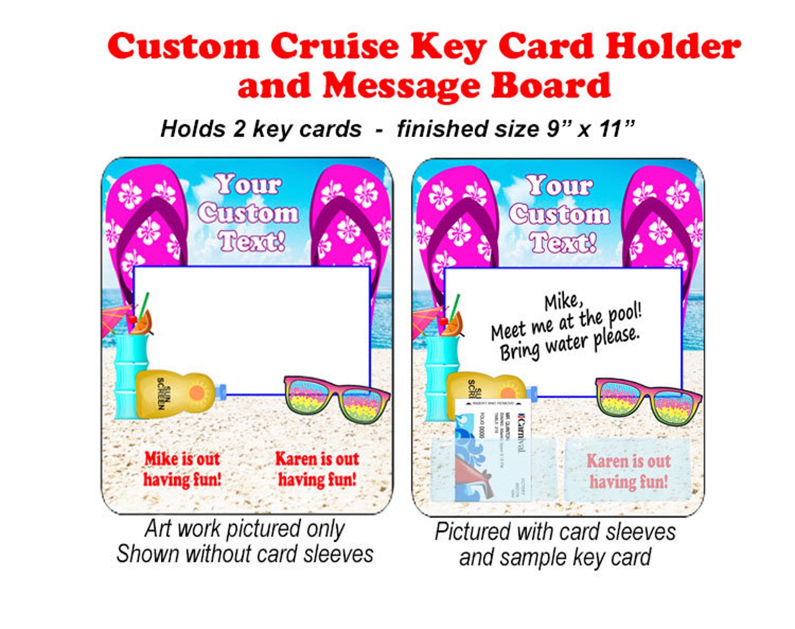 Cruise Ship Key Card Holder and Message Board Magnet. Custom Magnet 9 ...