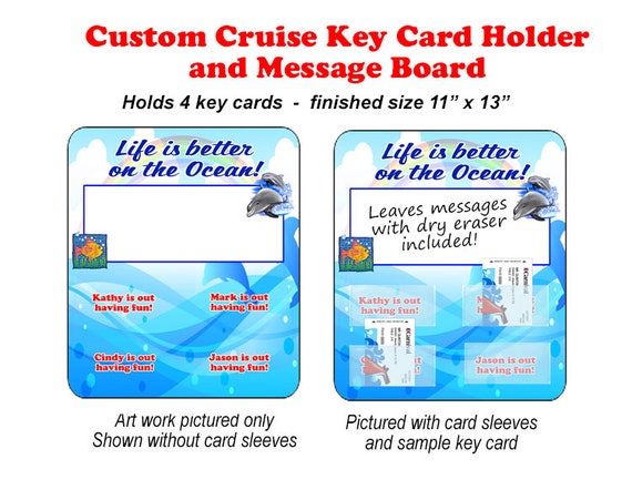 Cruise Ship Key Card Holder and Message Board Magnet. Custom | Etsy