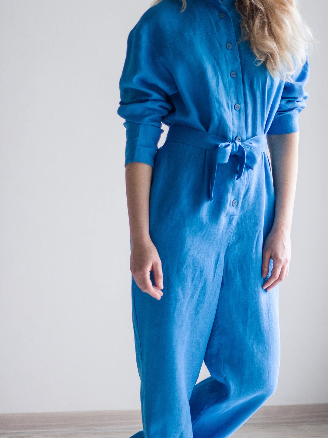 Linen Coveralls. Linen Jumpsuit. Long Sleeves Linen Jumpsuit. - Etsy