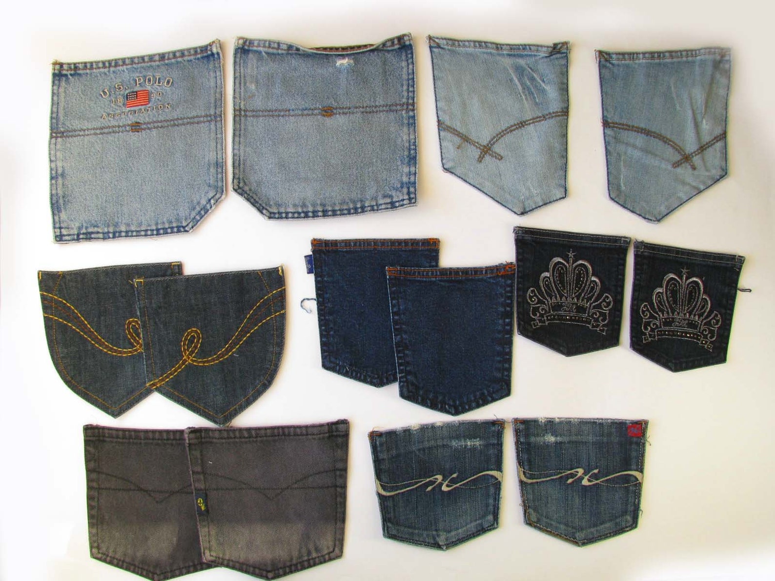 14 poches de jean sans couture au dos, poches de récupération, poches ...