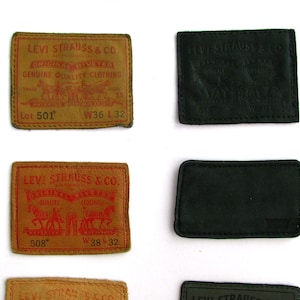 Original Vintage Levis Leather Brand Patches, Reclamed Vintage Jeans ...
