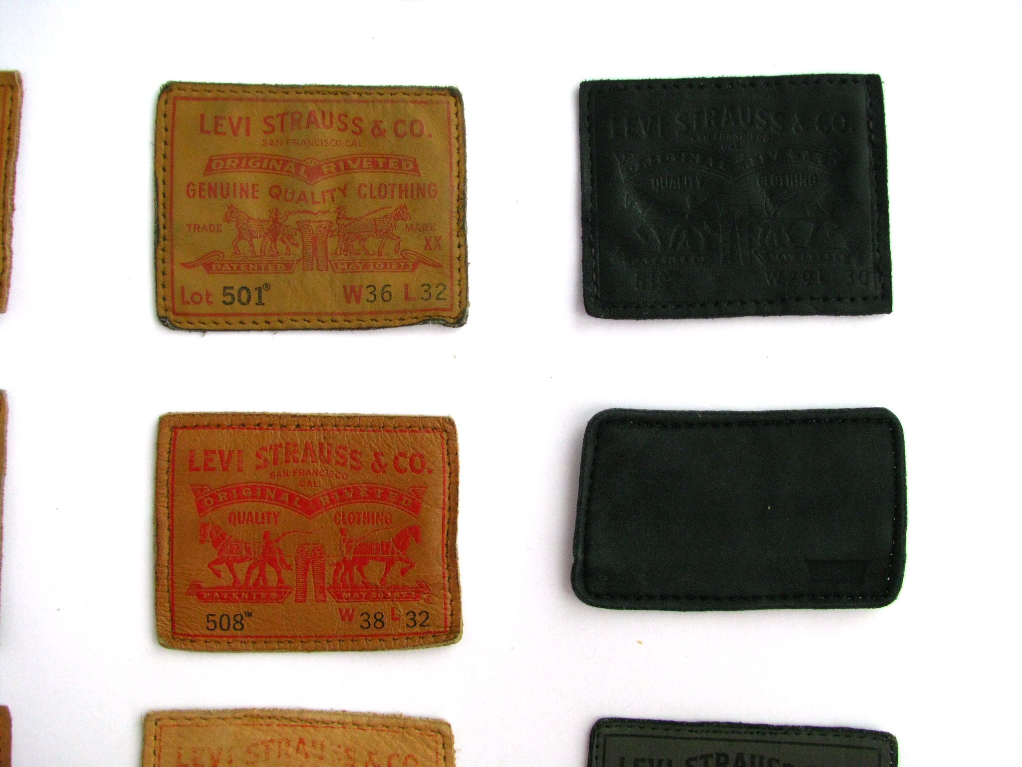Original Vintage Levis Leather Brand Patches, Reclamed Vintage Jeans ...