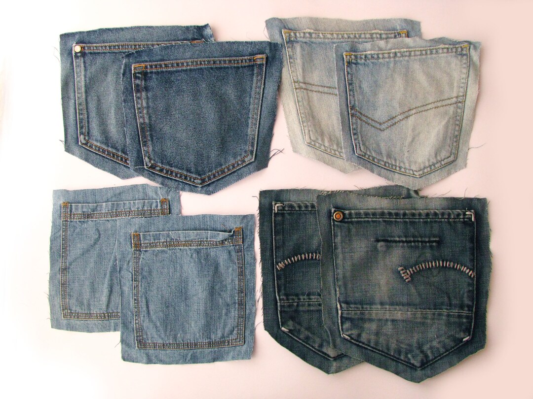 Recycled Large Jeans Back Pockets With Base Allowance Set, Adult Blue ...