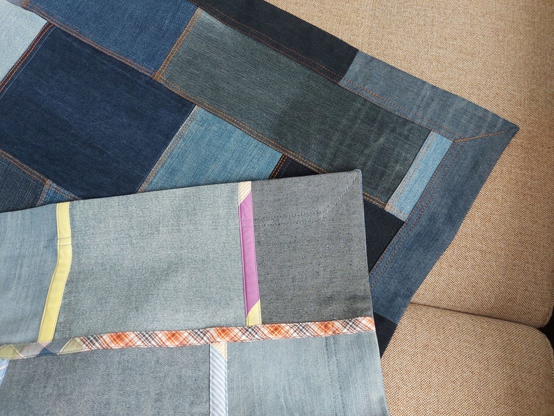 Two-sided Denim Quilt, Reclamed Jean Summer Blanket, Eco-friendly Denim ...