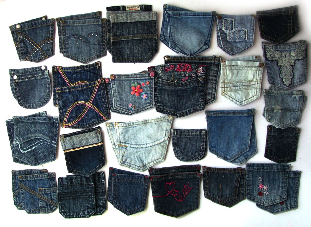 49 Very Small Pockets on Base Fabric, Invitation Pockets, Reclamed Kid ...