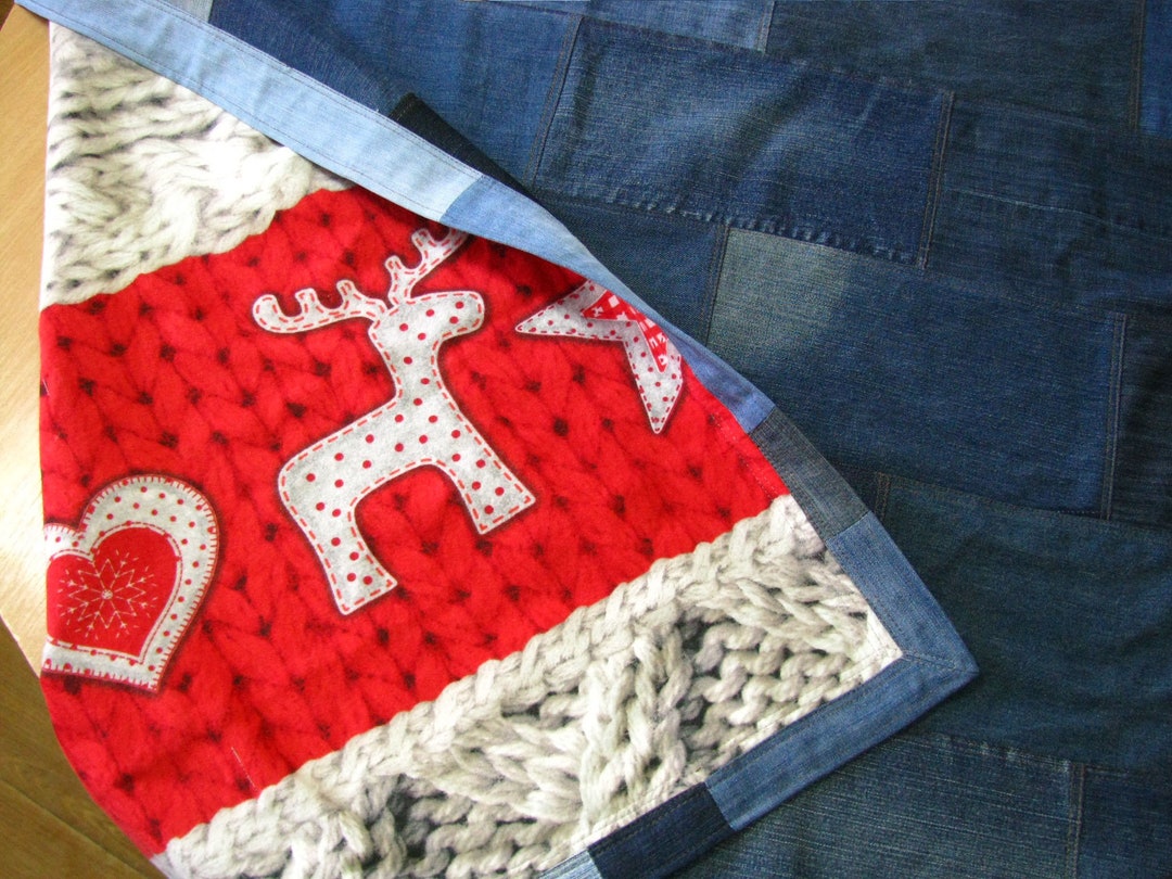 Soft Flannel Backin Christmas Quilt, Soft Denim Knee Blanket ...