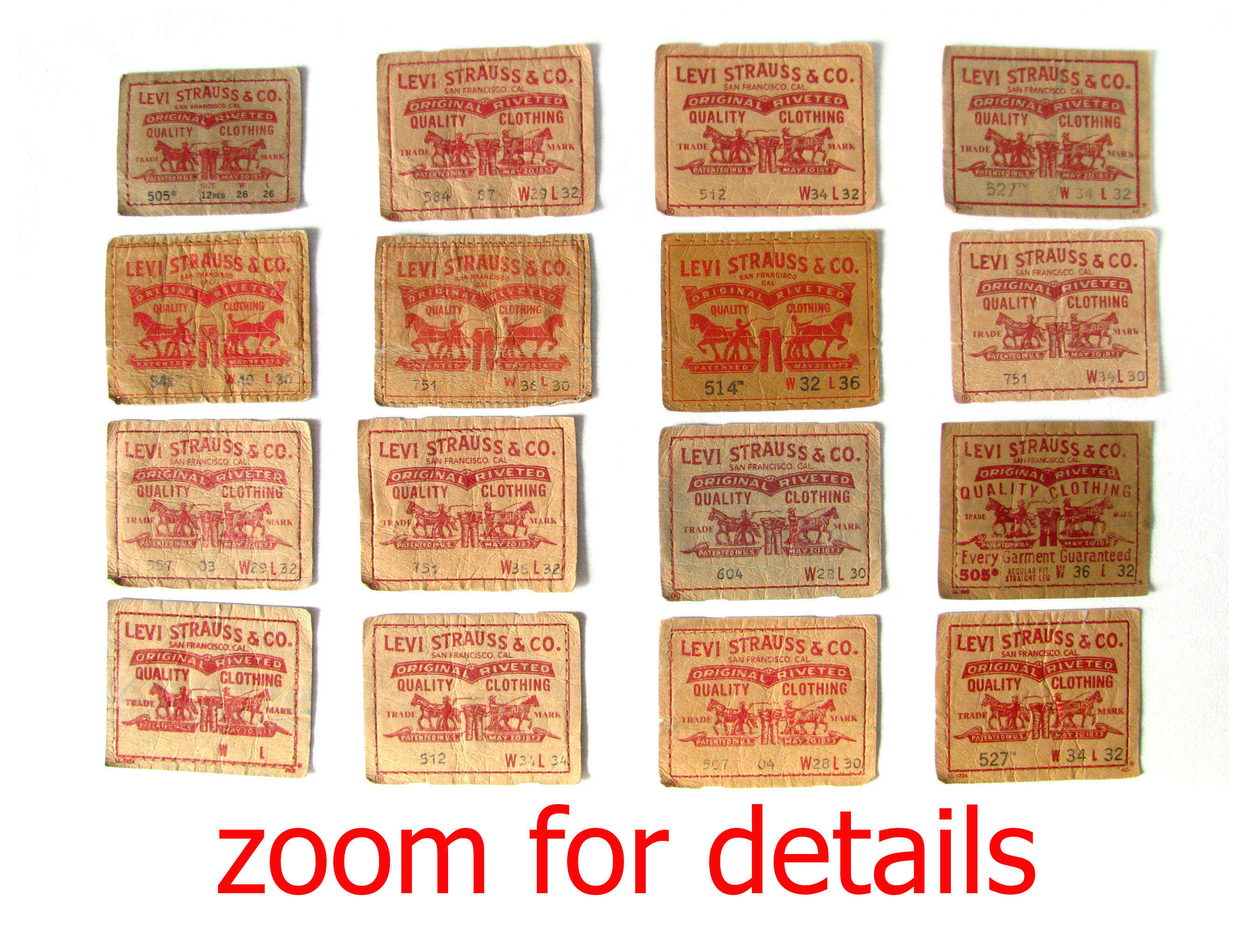 Original Vintage Levis Brand Patches, Reclamed Vintage Jeans Paper ...