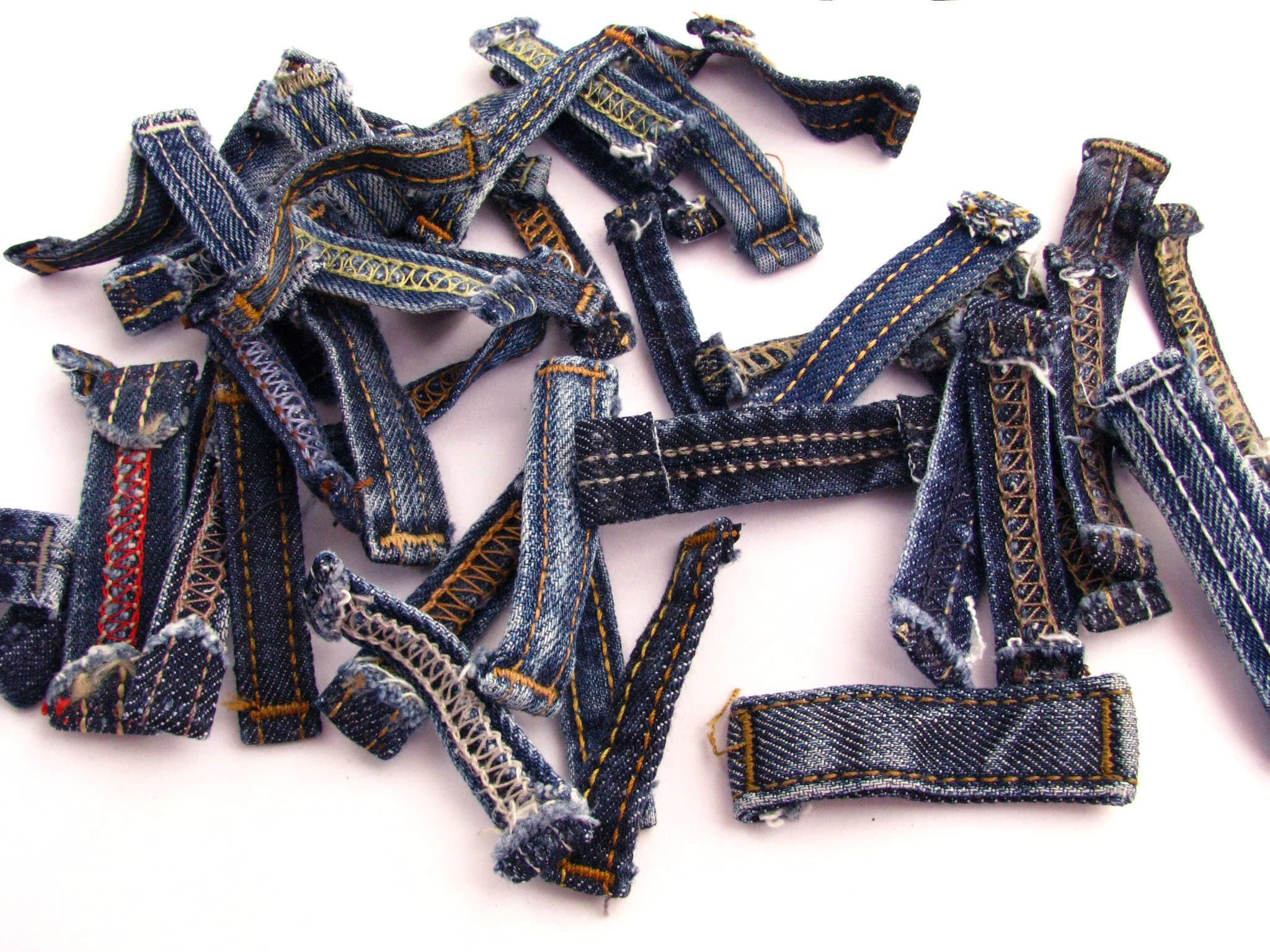 Denim Jean Belt Loops Set: Upcycled Indigo DIY Sewing Supplies - Etsy