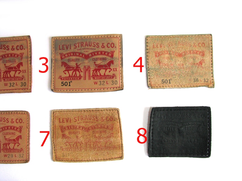 Original Vintage Levis Leather Brand Patches, Reclamed Vintage Jeans ...