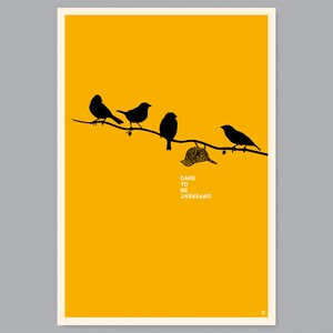 Dare to Be Different Poster, Motivational Minimalist Poster, Bird Wall ...