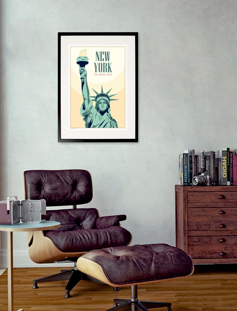 New York Statue of Liberty Poster New York Travel Poster | Etsy