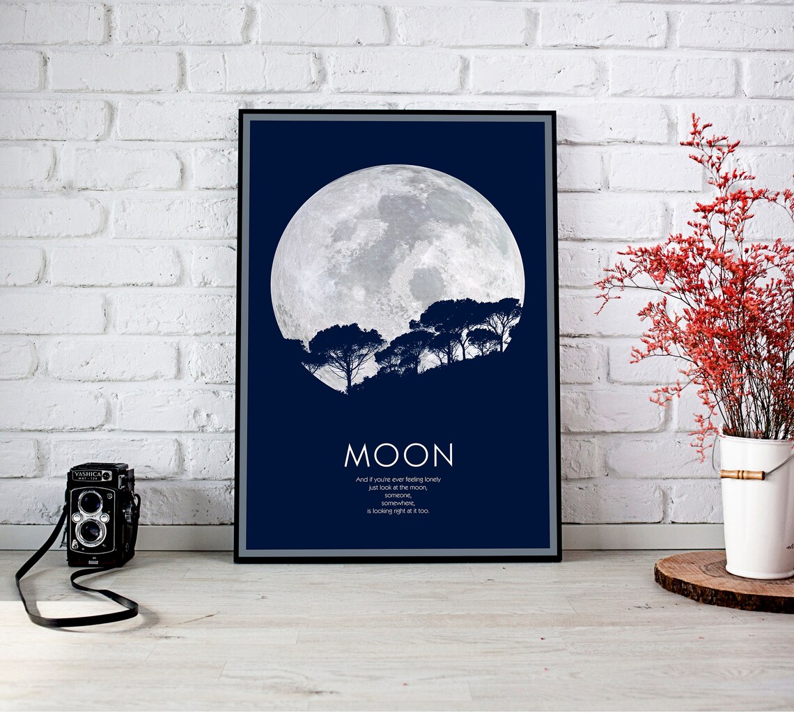 Moon Poster Full Moon Wall Art Moon Print Nature Poster - Etsy