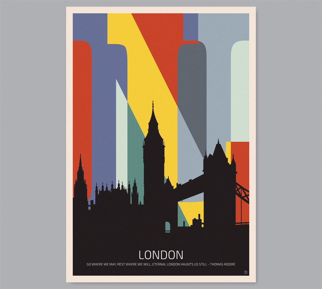 London Poster, Colorful Typography Wall Art, London Travel Poster, High ...