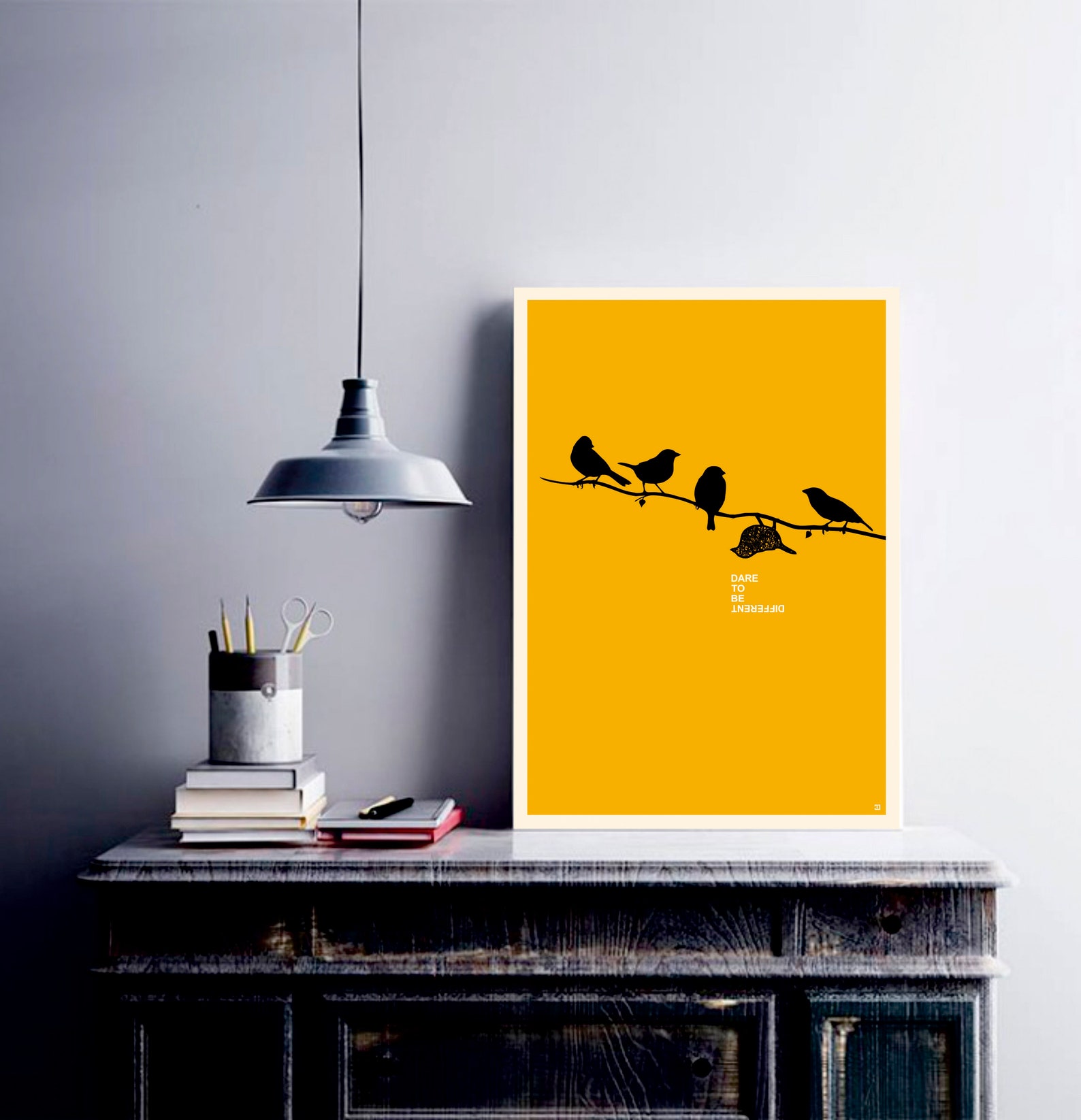 Dare to Be Different Poster, Motivational Minimalist Poster, Bird Wall ...