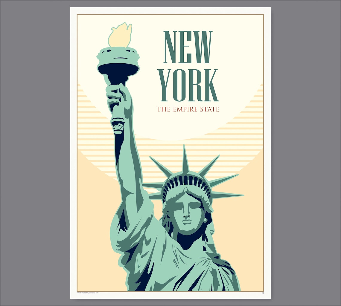 New York Statue Of Liberty poster New York travel poster | Etsy